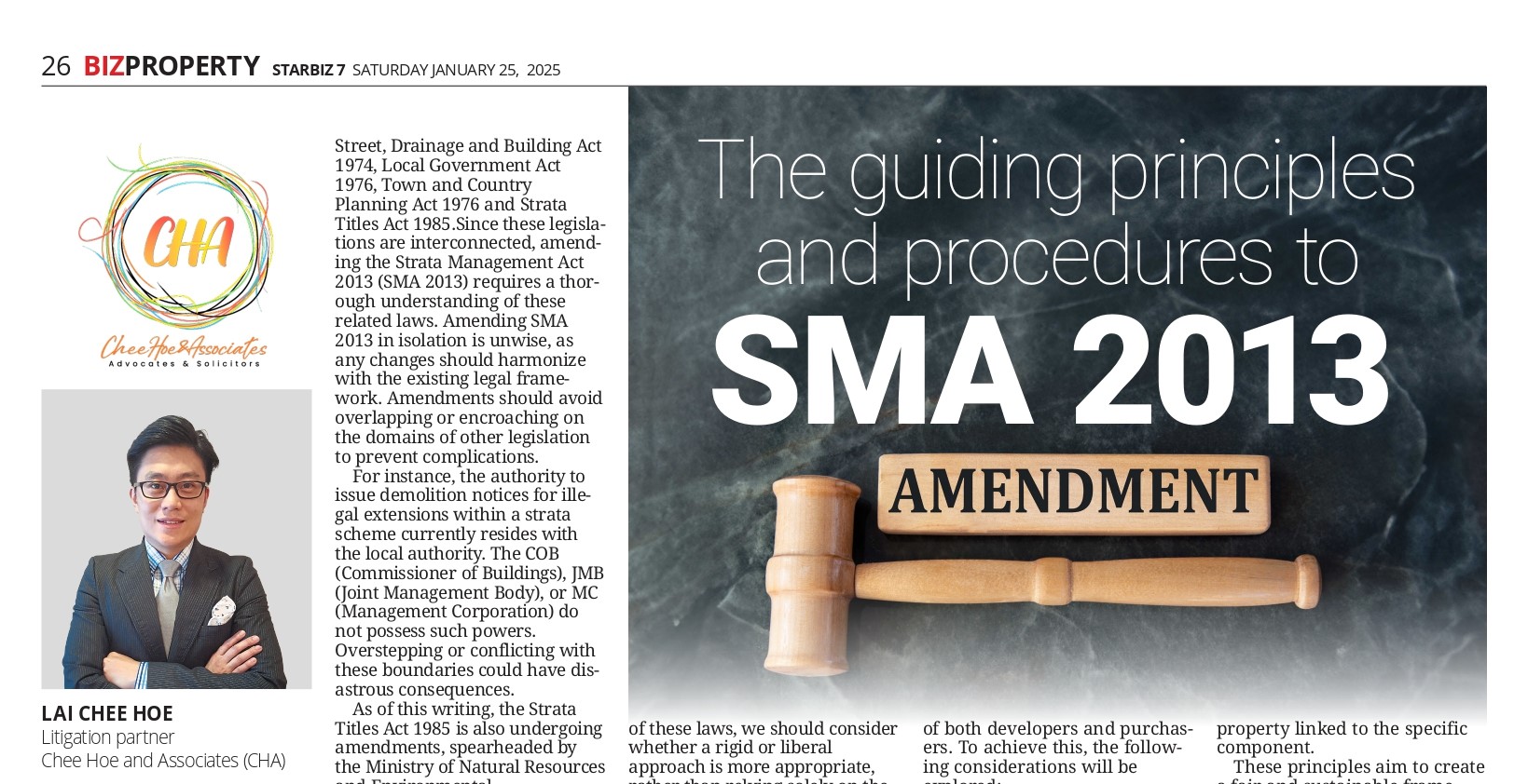 Amendments to Strata Management Act 2013 ("SMA 2013")- THE GUIDING PRINCIPLES AND PROCEDURES TO ...
